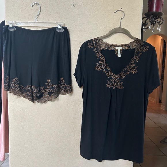 Soma | Intimates & Sleepwear | Soma Shorts Pjs Black With Gold Lacing ...
